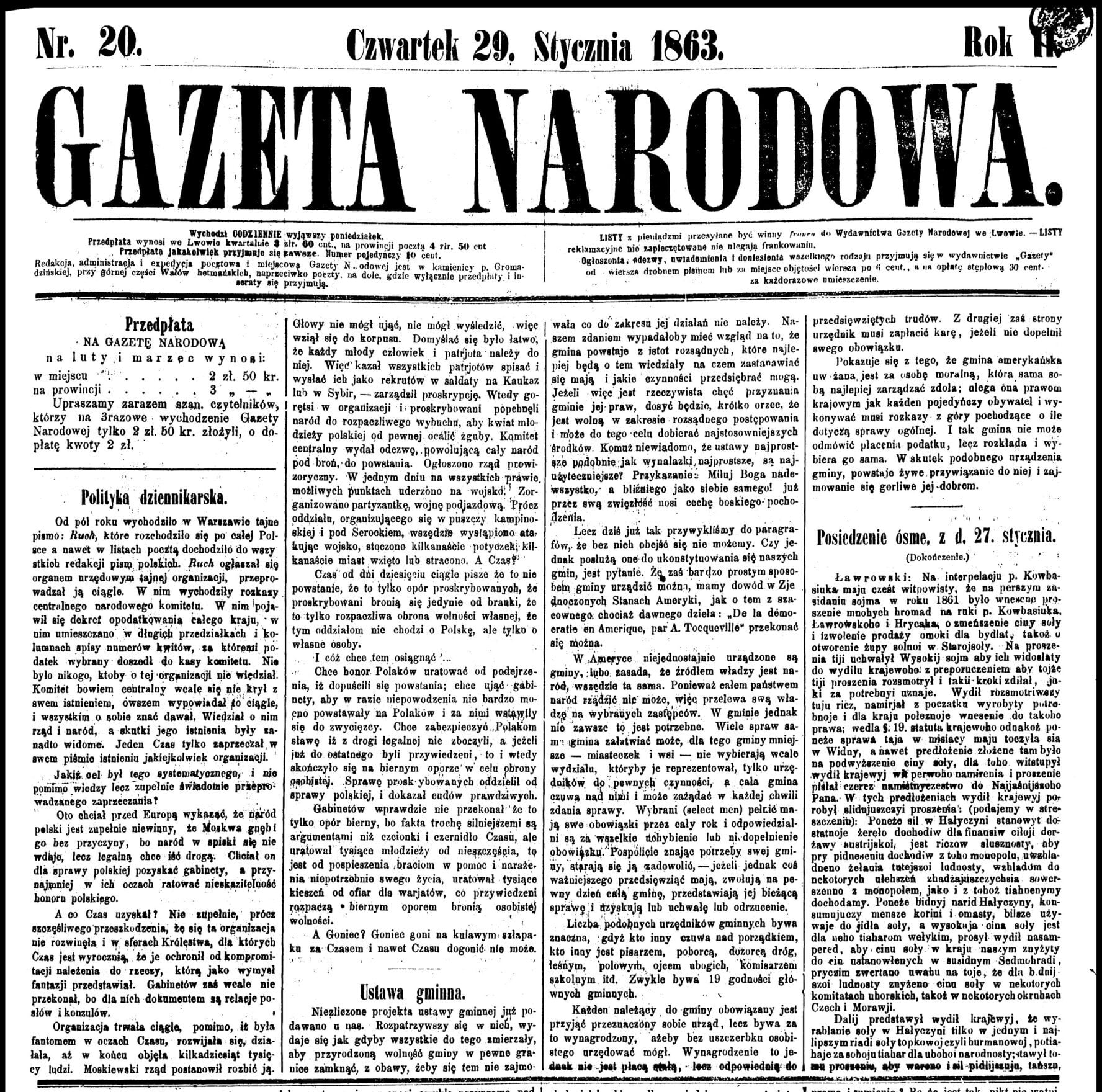 „Gazeta Narodowa”, nr 66 - 160. Rocznica Powstania Styczniowego